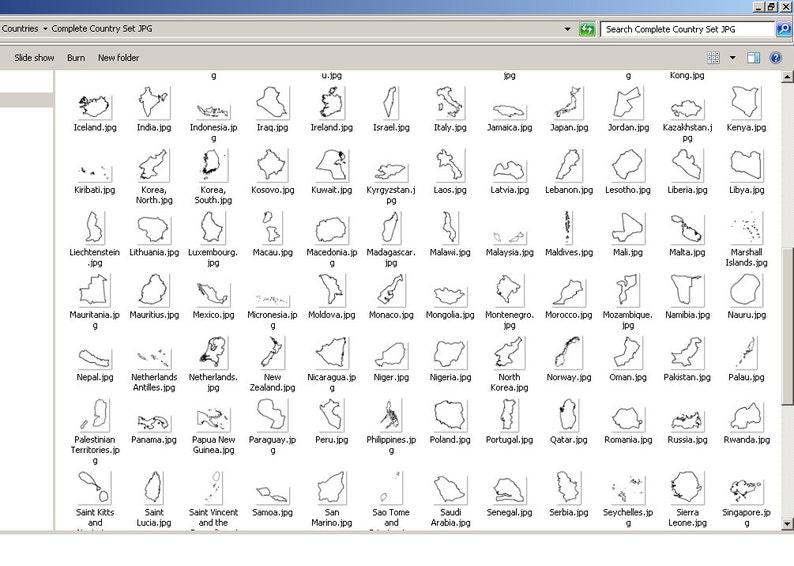 Clip Art Set of Countries in the World Thick Outlines, 220 World ...