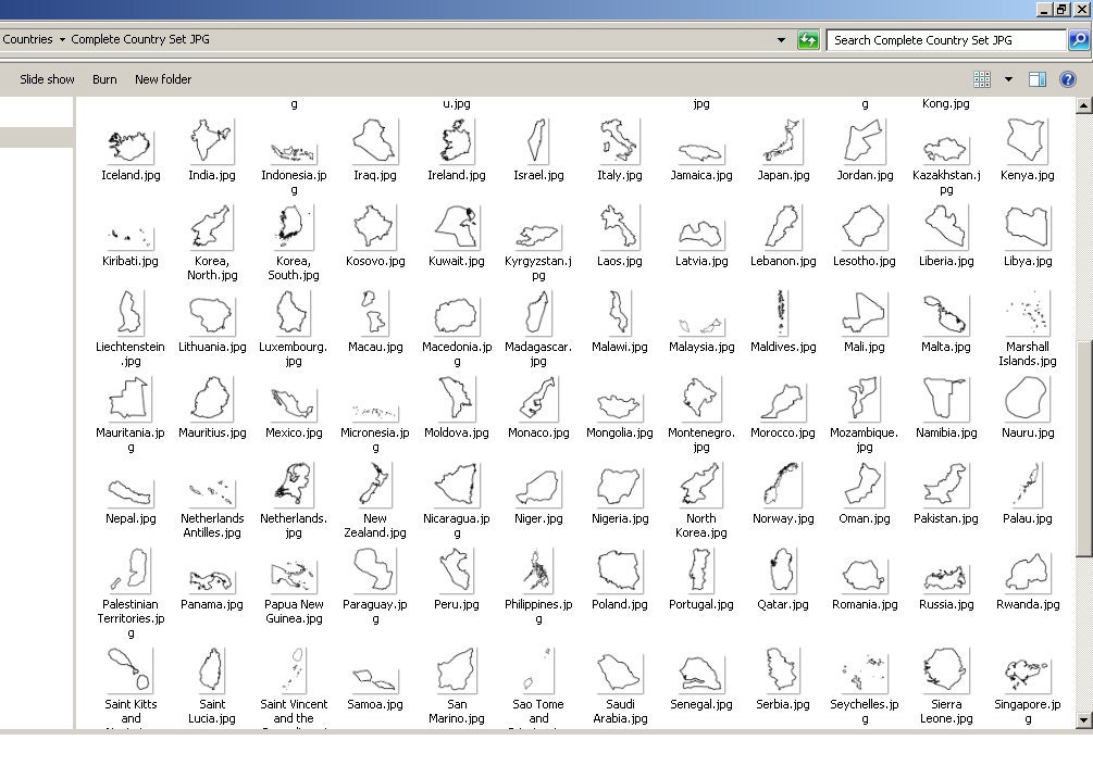 Clip Art Set of Countries in the World Thick Outlines, 220 World ...
