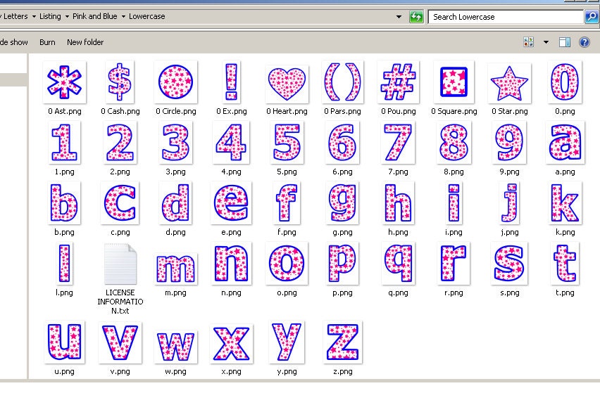Full Set of Star Pattern Letters, Cowgirl Letters, Blue and Pink Star ...
