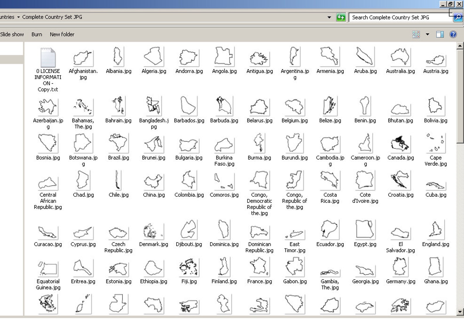 Clip Art Set of Countries in the World Thick Outlines, 220 World ...