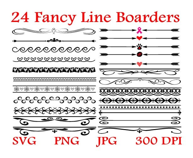 Elegant DIY Boarders, Instant Download Clipart , Elegant Lines, Swirled ...