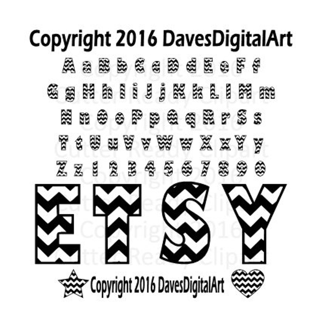 Wide Bold Chevron Letter Set Uppercase and Lowercase, Ready to Cut or ...