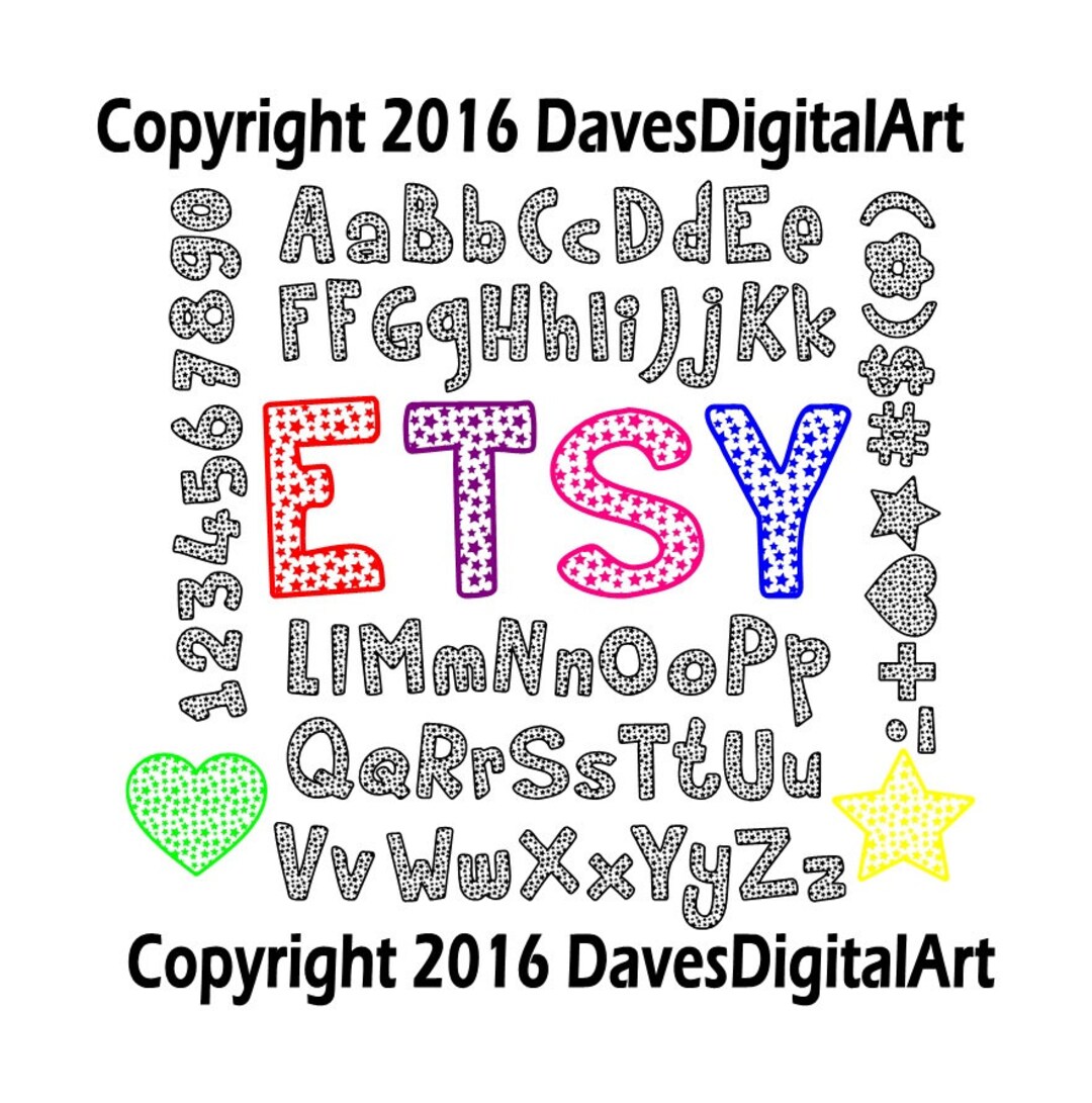 Star Theme Letters Uppercase and Lowercase, Scrap Booking Letters Vinyl ...