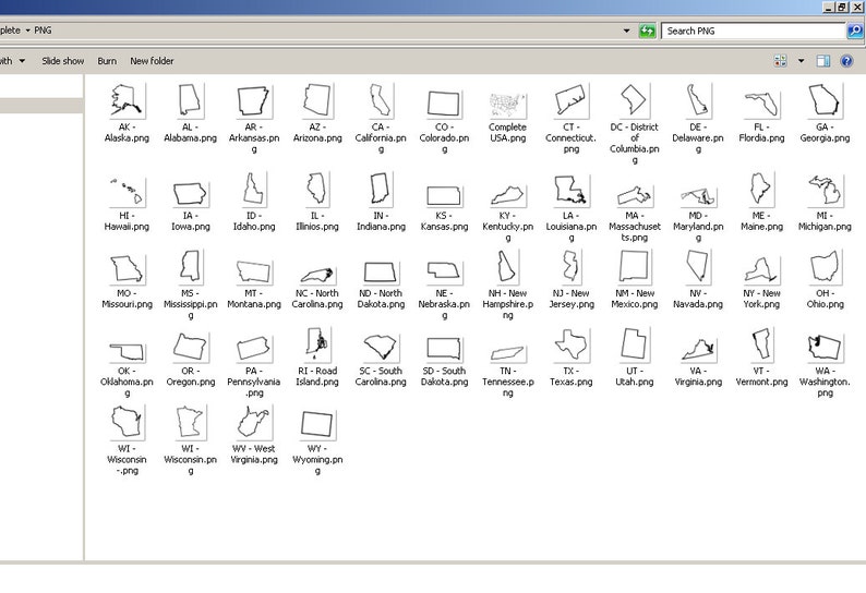 Complete Set of 50 US States Thick Lines Ready to Embroider, Great for ...