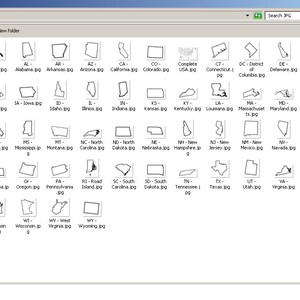 Complete Set of 50 US States Thick Lines Ready to Embroider, Great for ...