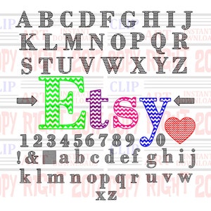 Complete Set of Chevron Letters, Chevron Heart, Chevron Numbers ...