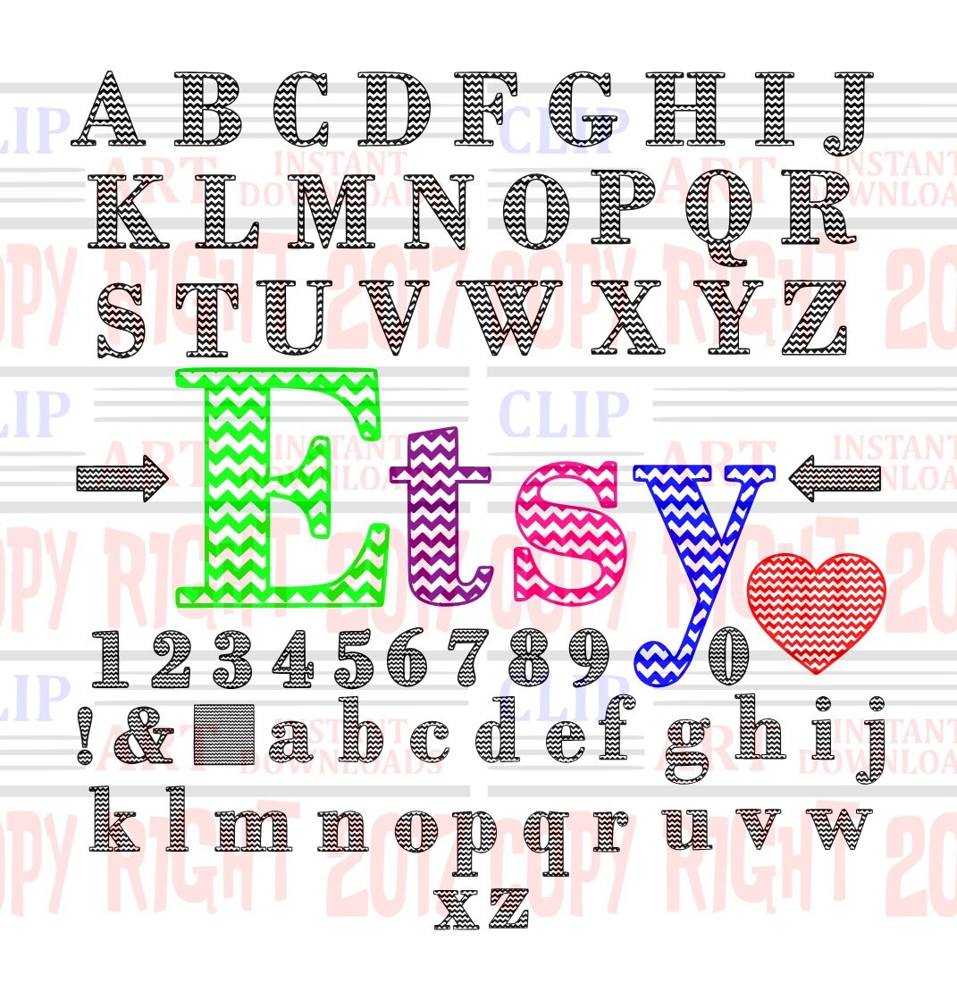 Complete Set of Chevron Letters, Chevron Heart, Chevron Numbers ...