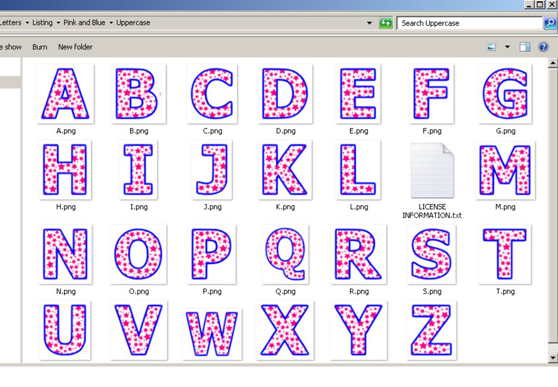 Full Set of Star Pattern Letters, Cowgirl Letters, Blue and Pink Star ...