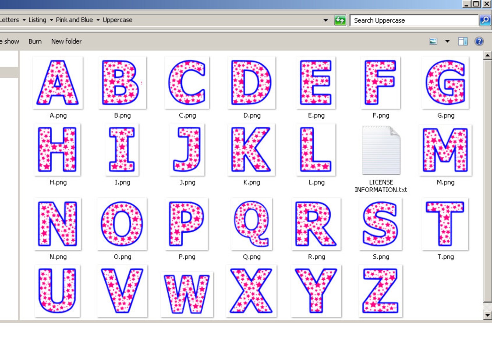 Full Set of Star Pattern Letters, Cowgirl Letters, Blue and Pink Star ...