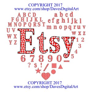 Complete Set of Heart Filled Letters, Heart Letters, Alphabet Heart ...
