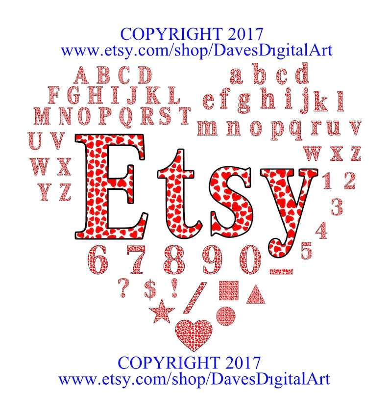 Complete Set of Heart Filled Letters, Heart Letters, Alphabet Heart ...