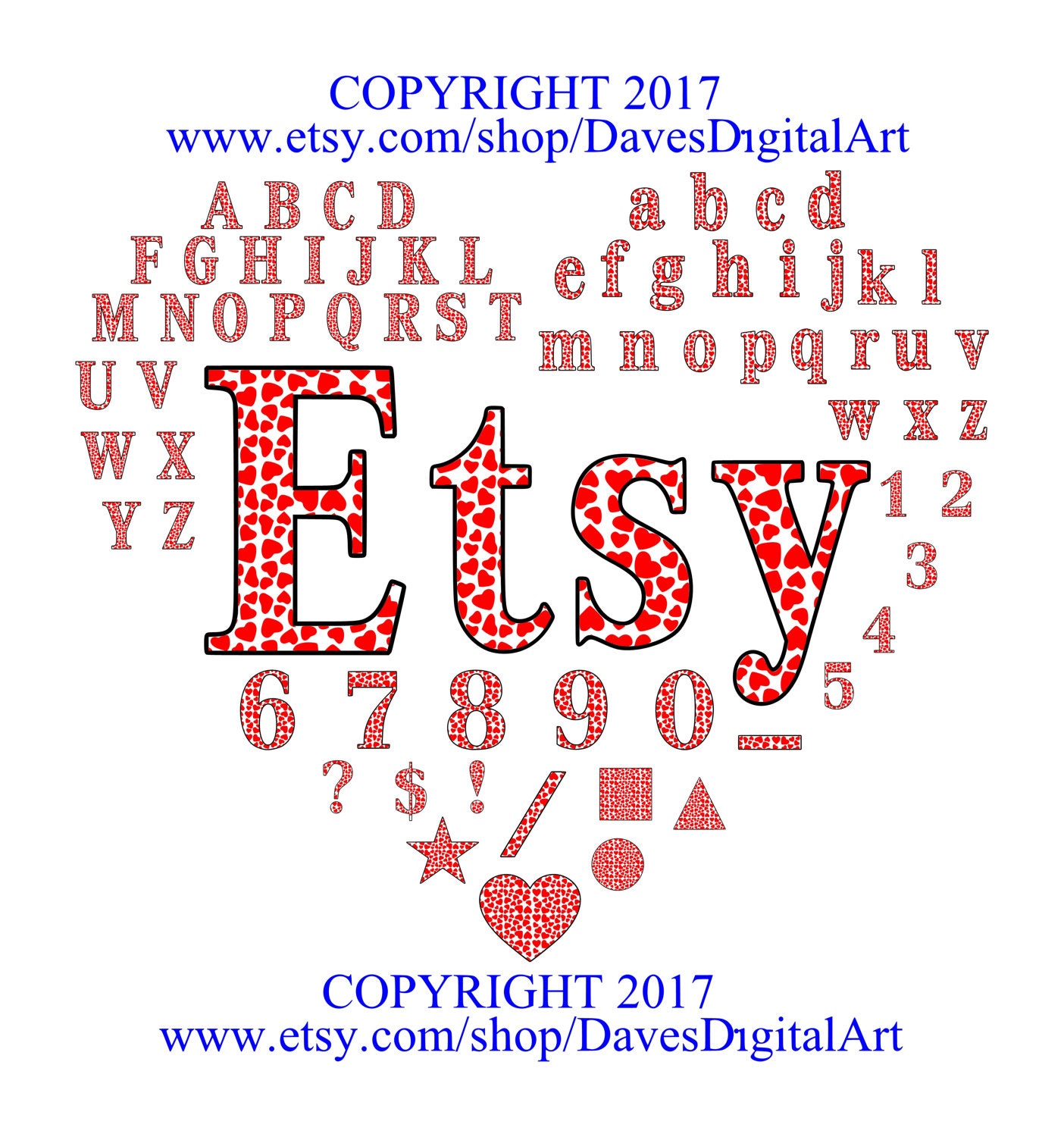 Complete Set of Heart Filled Letters, Heart Letters, Alphabet Heart ...