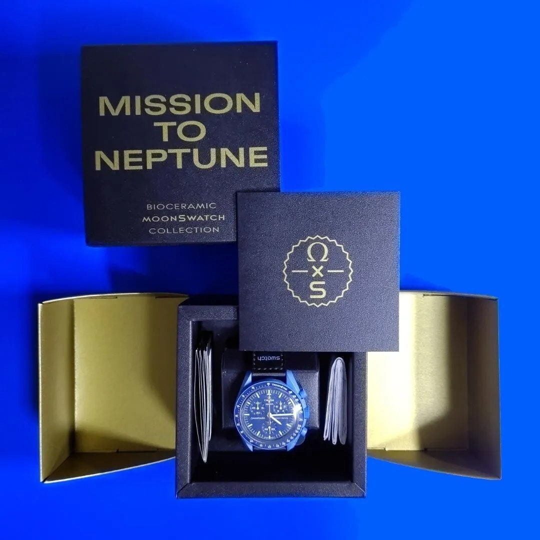 Omega X Swatch Mission to Neptune SO33N101-108 moonshine™ Gold Blue ...