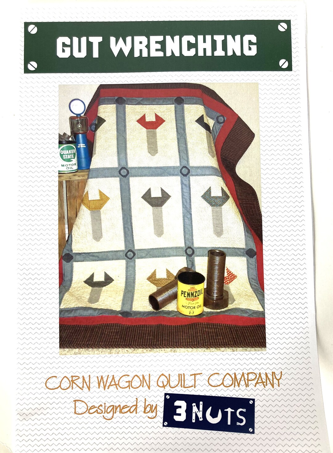 Gut Wrenching Quilt Pattern, Guy Pattern, Father's Day, Corn Wagon ...