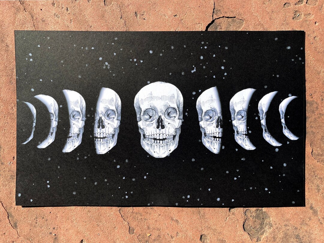 Human Skull Moon Phases Art Print - Etsy