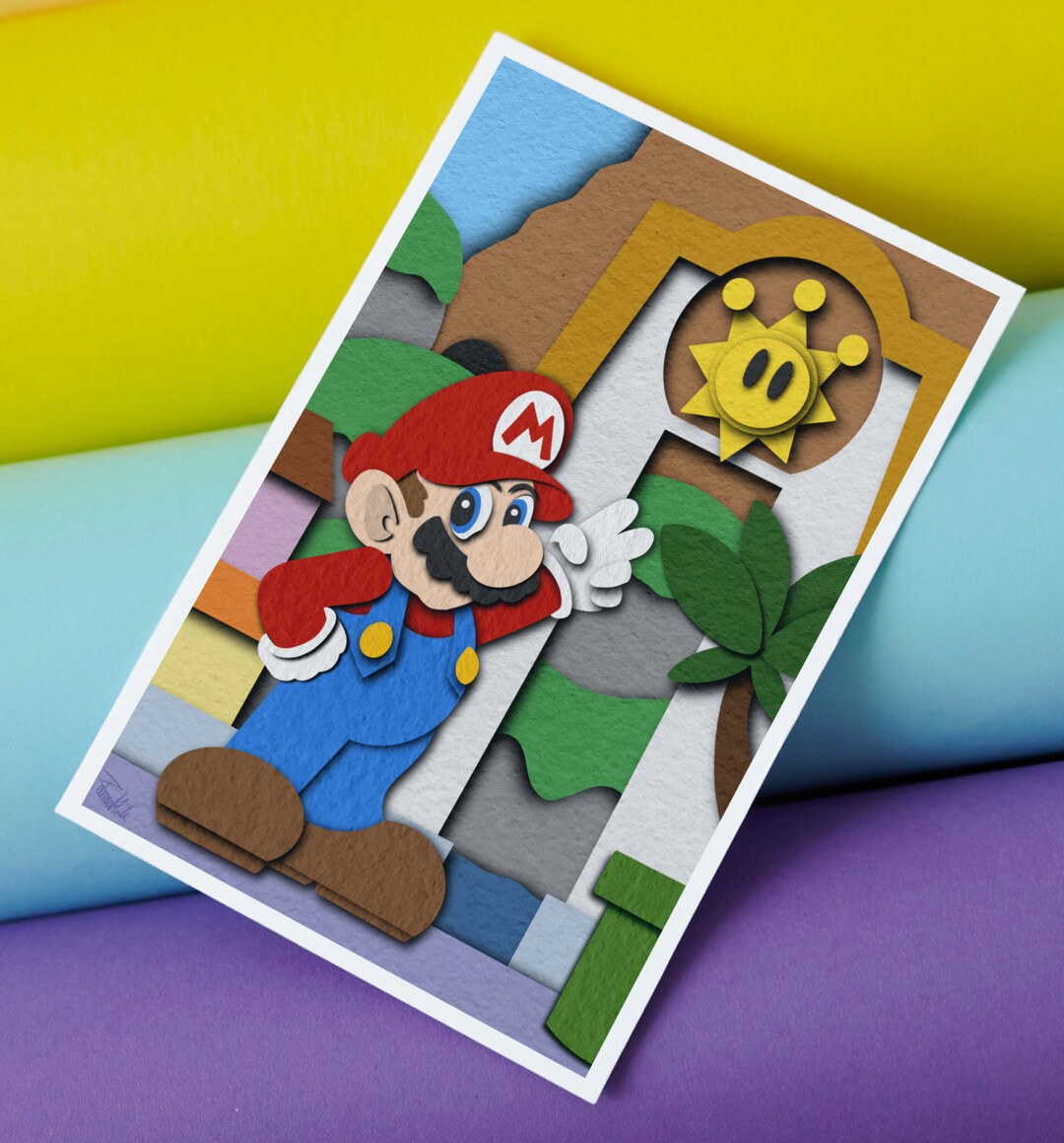 Mario Sunshine - Digital "paper" Collage [PRINT] - Etsy