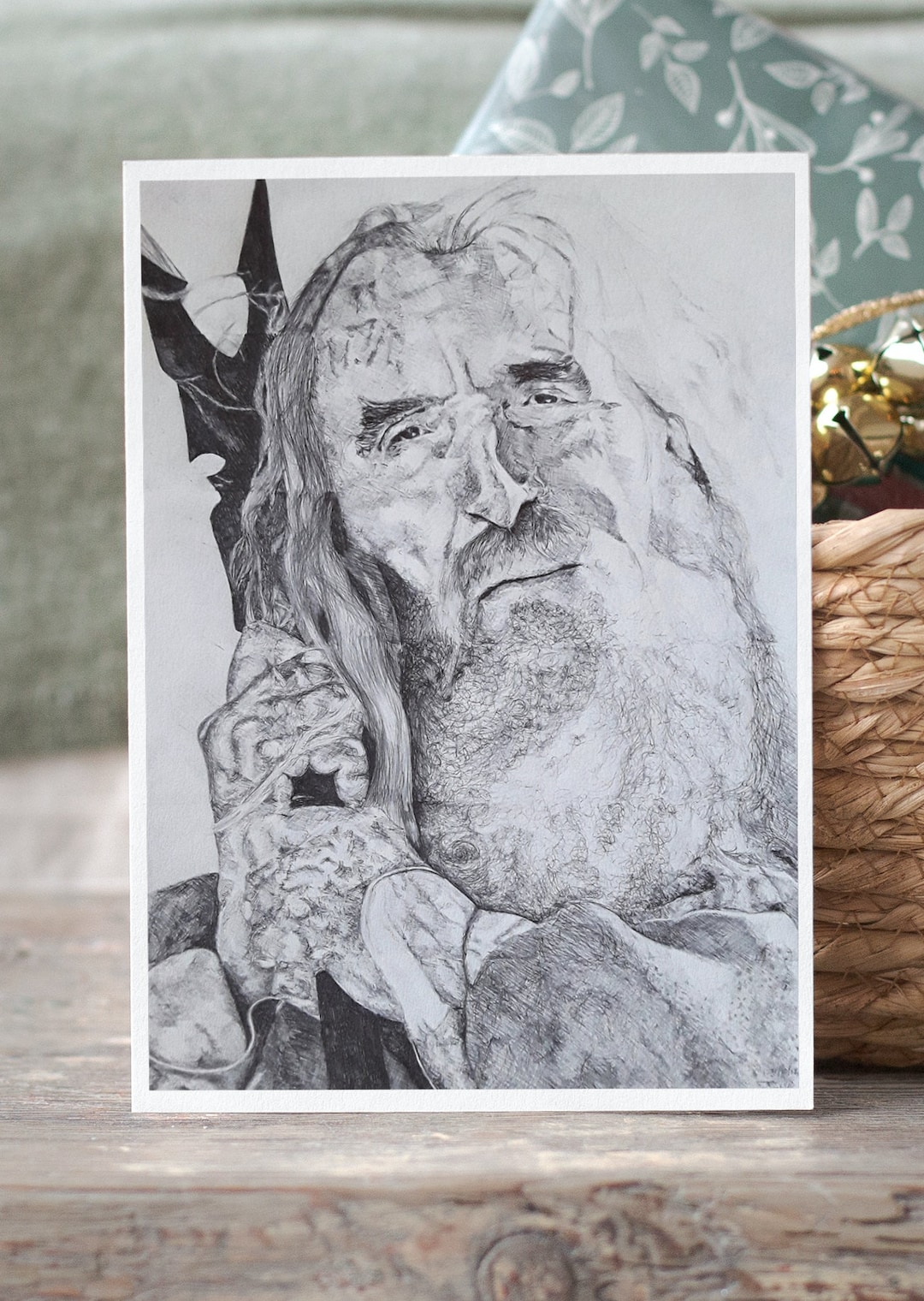 Christopher Lee as Saruman Biro Portrait [PRINT] - Etsy