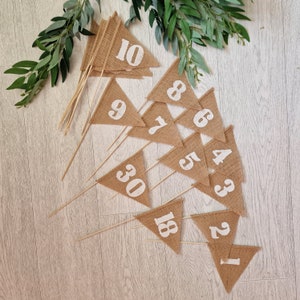 1-30 Wedding Table Number, Burlap Table Numbers, Rustic Wedding Table ...