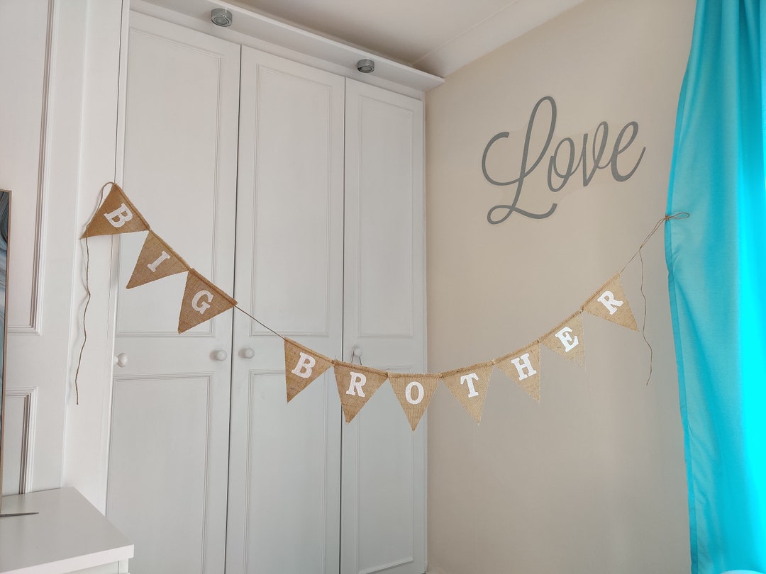Big Brother Sister Banner Burlap Hessian Siblings Announcement Big Sis ...