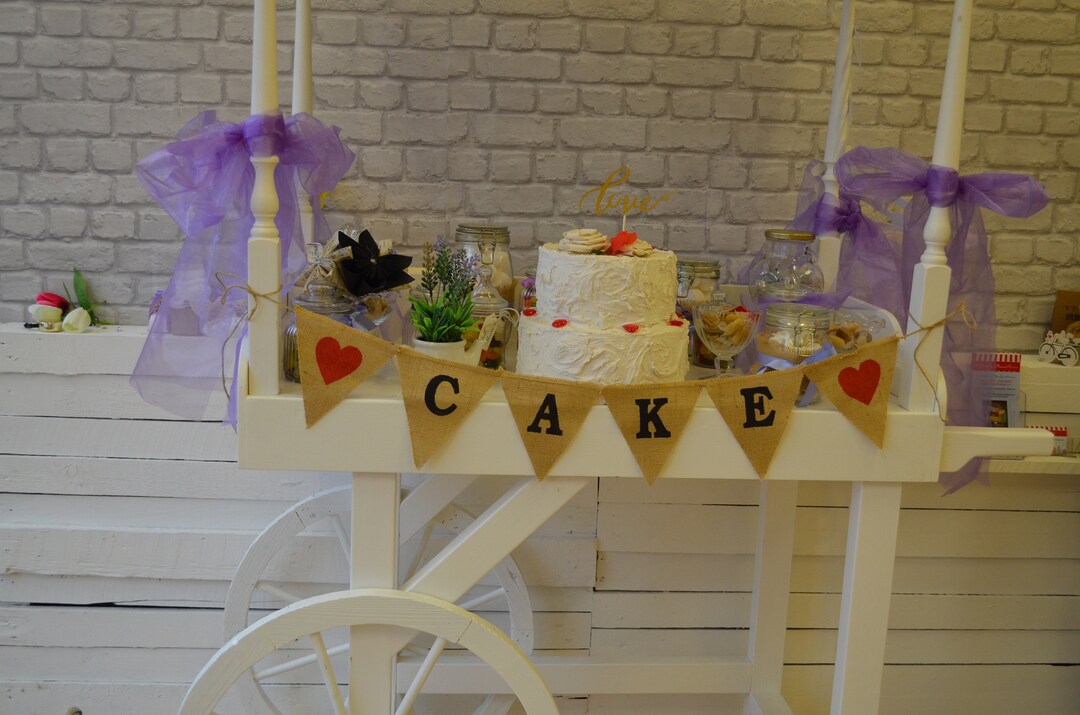 CAKE Banner Burlap Hessian Name Wedding Hen Do Engagement - Etsy