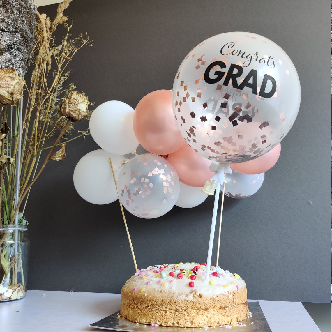 Graduation Cake Topper / Congrats Grad Rose Gold Balloon Cake - Etsy UK