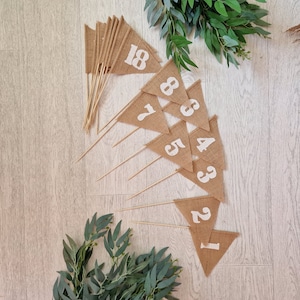 1-30 Wedding Table Number, Burlap Table Numbers, Rustic Wedding Table ...