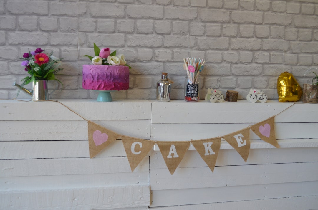 CAKE Banner Burlap Hessian Name Wedding Hen Do Engagement - Etsy