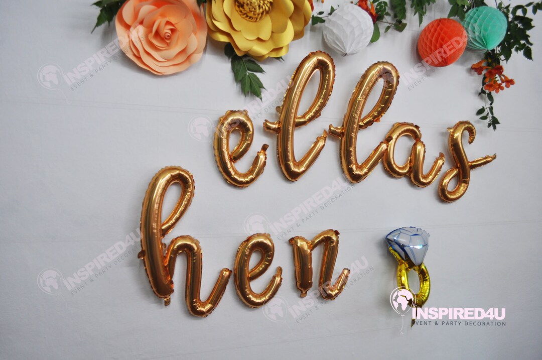 Custom Hen Party / Custom Phrase / Cursive Balloons / Name / Any Words ...
