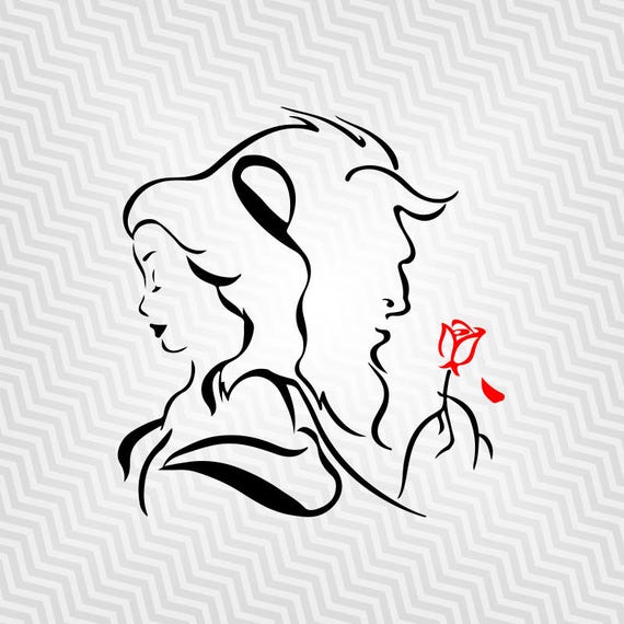 Beauty and The Beast Outline Cutout Vector art Cricut | Etsy