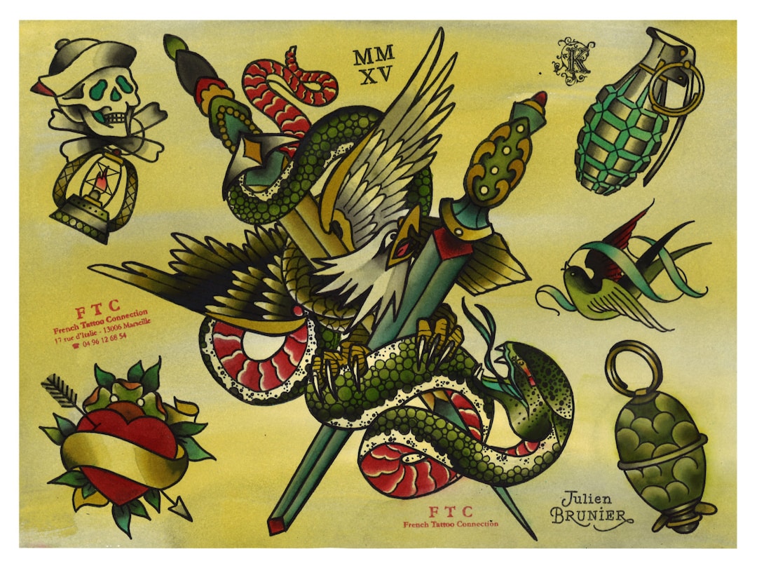 Tattoo Flash BATTLE Julien BRUNIER - Etsy