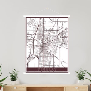 Findlay Ohio Street Map Print | Hanging Canvas Map of Findlay | Printed ...