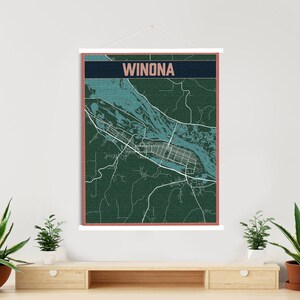 Winona Minnesota Street Map | Hanging Canvas Map of Winona | Printed ...