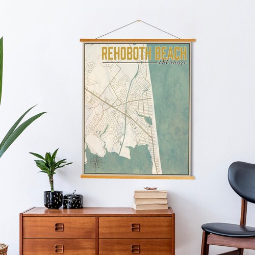 Rehoboth Beach Delaware Street Map Hanging Poster of | Etsy