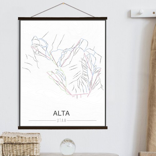 Alta Utah Ski Resort Hanging Canvas Map of Alta Printed | Etsy