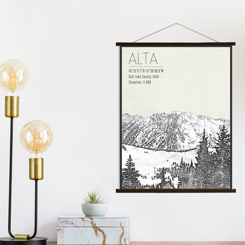 Alta Utah Ski Resort Hanging Canvas Map of Alta Printed | Etsy