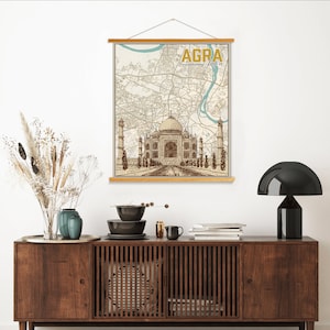 Agra India City Street Map | Hanging Canvas Map of Agra India | Printed ...
