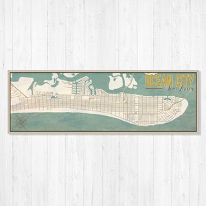 Ocean City New Jersey Nautical Street Map | Hanging Canvas Map of Ocean ...