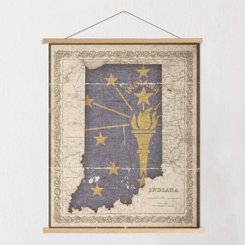 Indiana State Map Blueprint Vintage Print Poster - Etsy