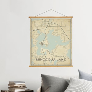 Minocqua Lake Wisconsin Street Map Print Minocqua Lake | Etsy