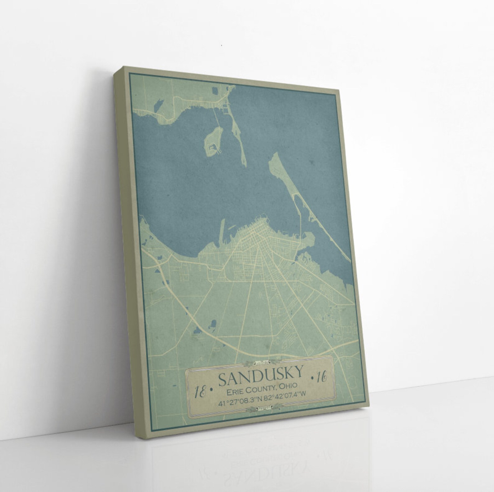 Sandusky Ohio Street Map Hanging Canvas of Sandusky Ohio | Etsy