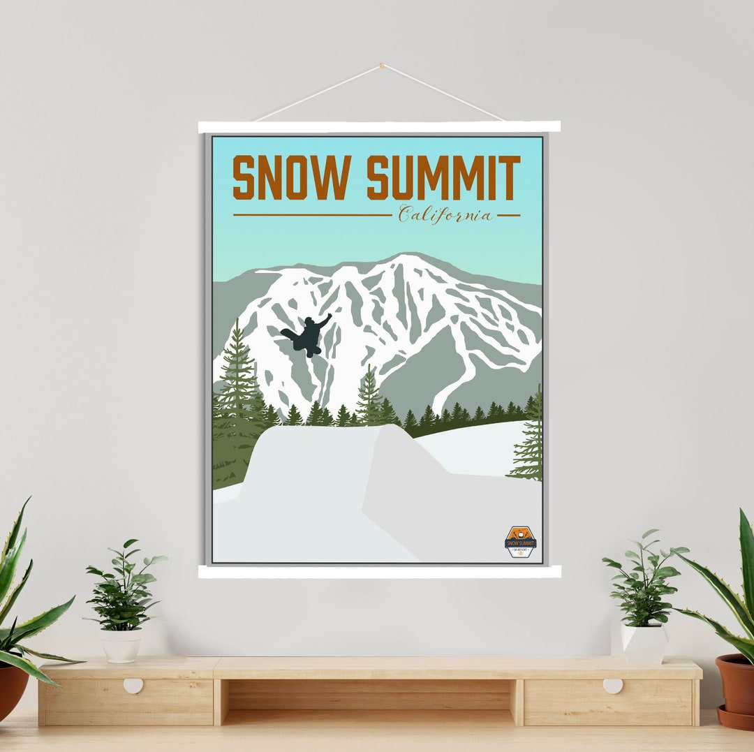 Snow Summit California Ski Resort Illustration Print | Hanging Canvas ...