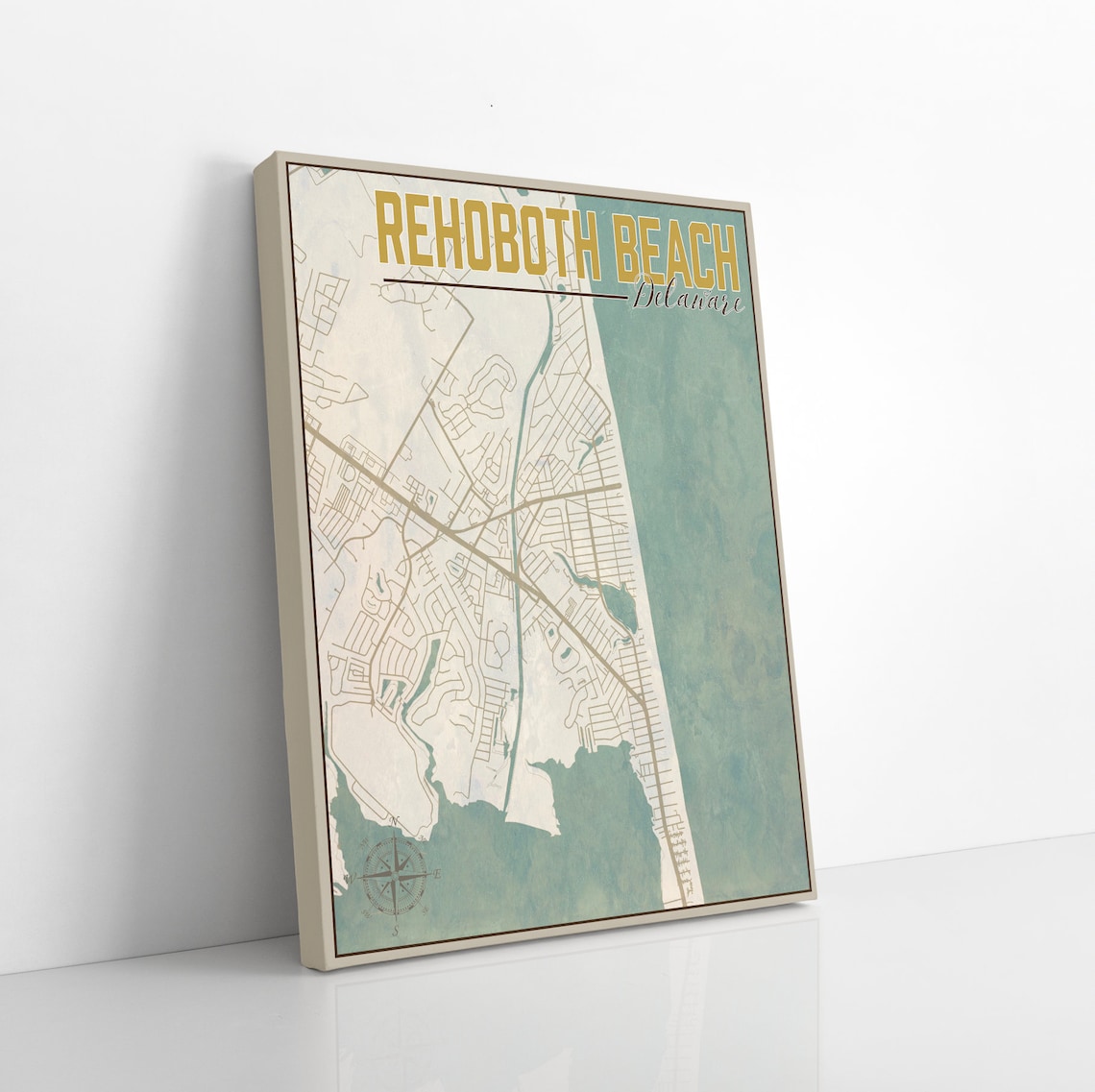 Rehoboth Beach Delaware Street Map | Hanging Poster of Rehoboth Beach ...