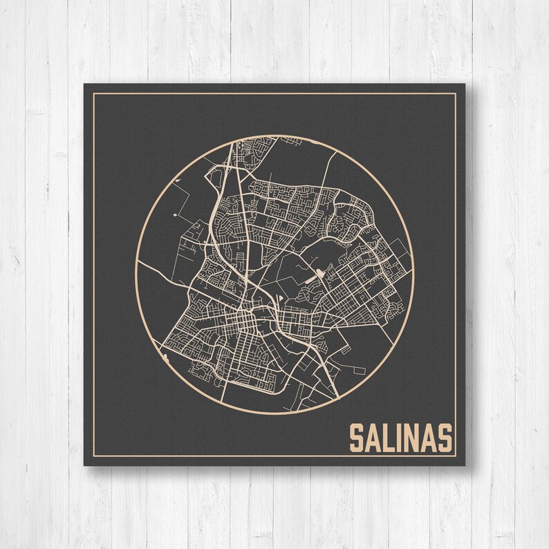 Salinas California Square Street Map Hanging Canvas Map of - Etsy