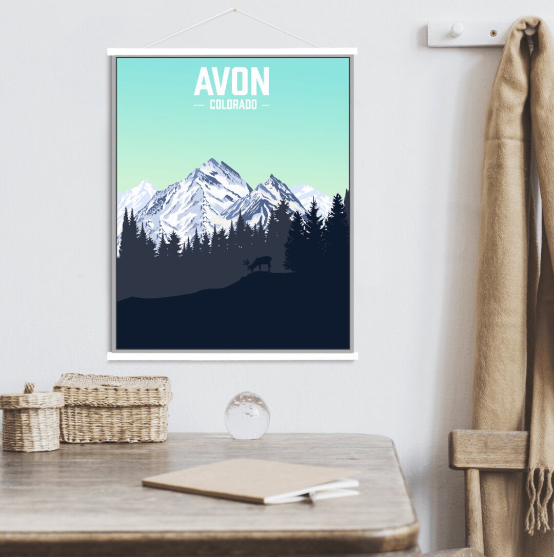 Avon Colorado Modern Illustration Print | Avon Colorado Hanging ...
