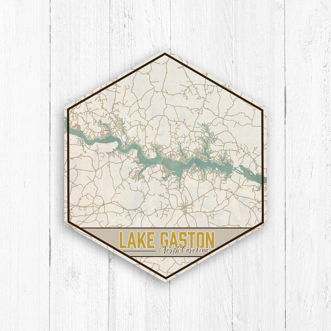 Lake Gaston Hexagon Map, Lake Gaston Map, Lake House Decor, Travel ...