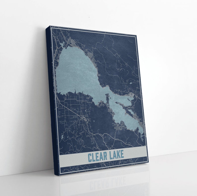 Clear Lake California Map Print | Clear Lake Magnetic Poster Frame ...