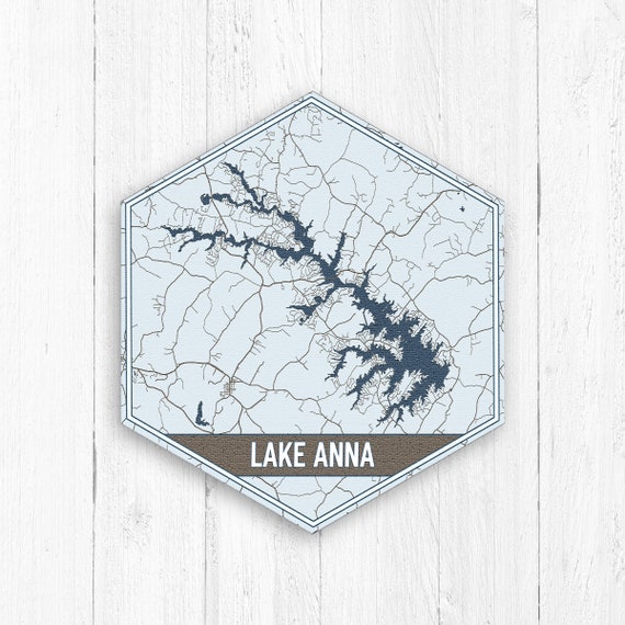 Lake Anna Virginia Hexagon Map Print by Printed Marketplace | Etsy