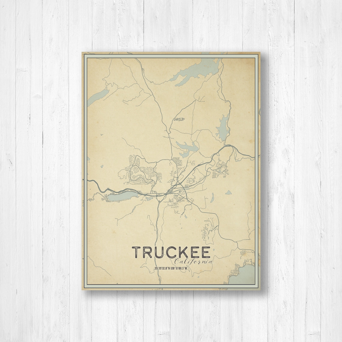 Truckee California Street Map Hanging Canvas Map of Truckee - Etsy