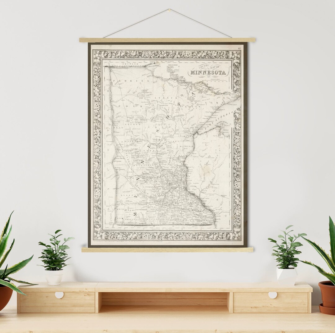 Minnesota Antique State Map Print | Minnesota Canvas Map Art | Printed ...