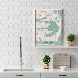 Star Lake Minnesota Map Print | Star Lake Magnetic Poster Frame ...